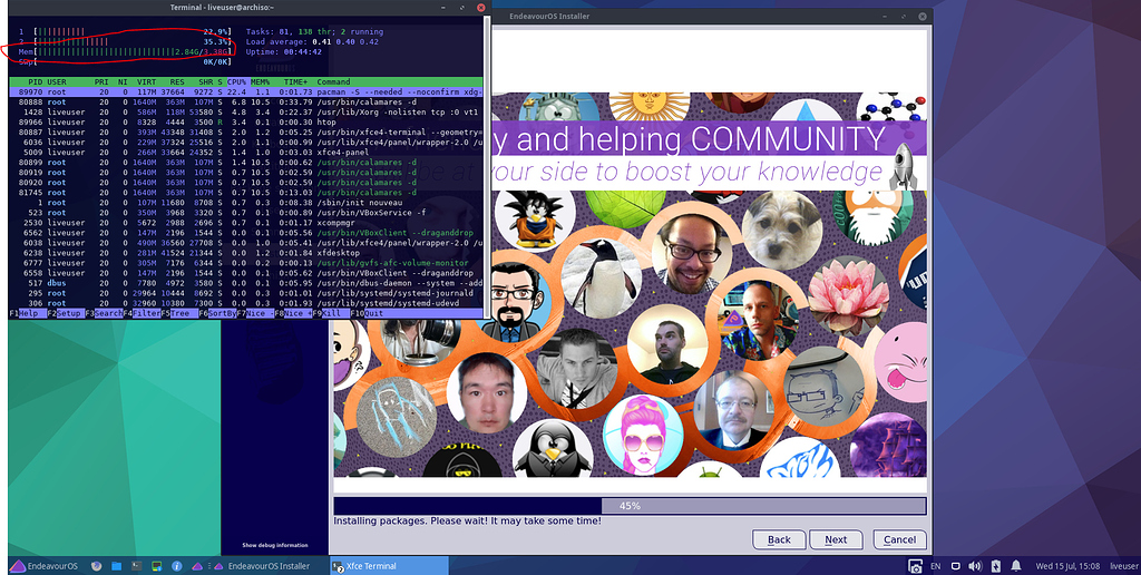 High memory usage when installing EndeavourOS leads to freezing up ...
