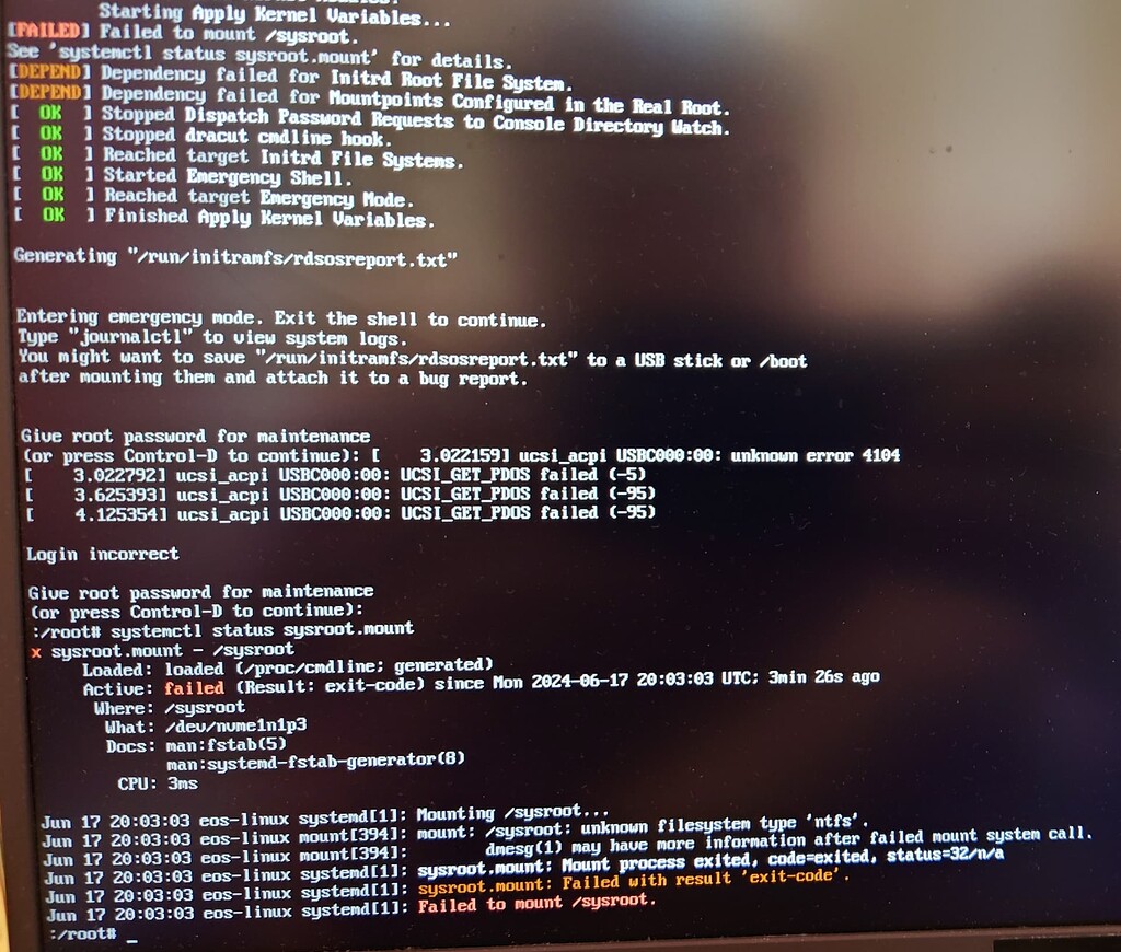 Failed to mount /sysroot. Unknown filesystem type 'ntfs' - EndeavourOS ... Failed to mount /sysroot. Unknown filesystem type 'ntfs' - EndeavourOS ...