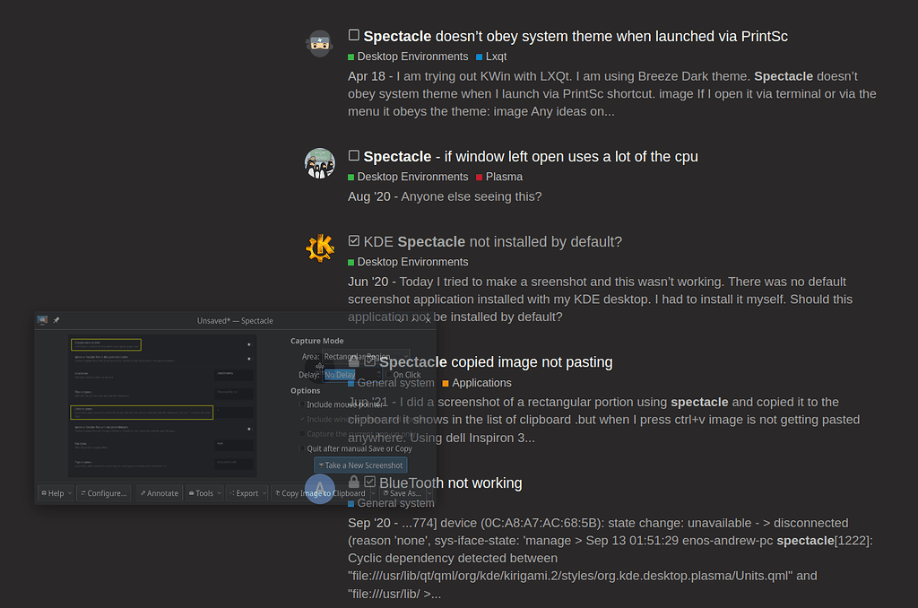 Spectacle screenshot bug (rectangle selection) - Plasma - EndeavourOS