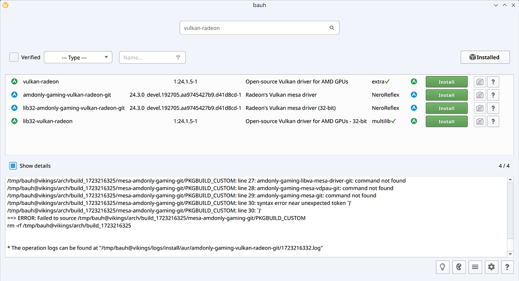 Error trying to install vulkan-radeon drivers - Gaming, sound and video ...