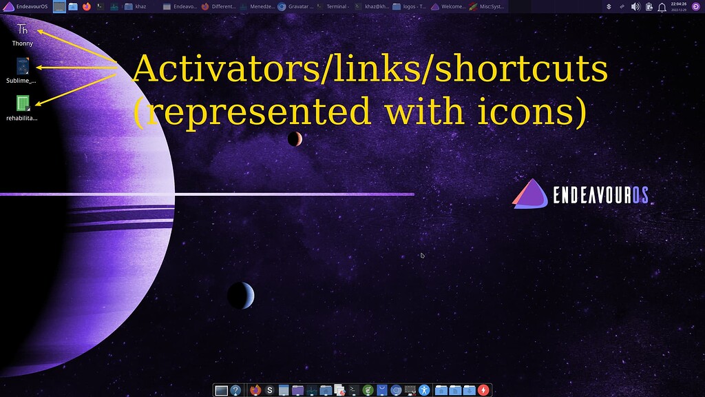 Different set of activators on each worskpace - XFCE - EndeavourOS