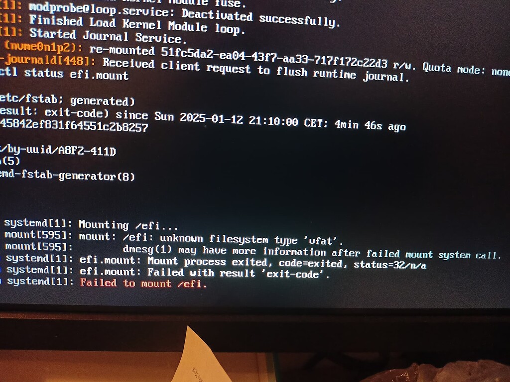 Noticed weird behavior, thought updating might help and now can't mount efi after reboot ...