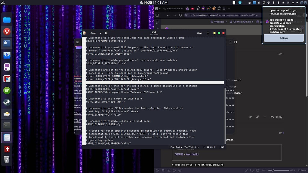 Cannot change grub boot loader in - Newbie - EndeavourOS