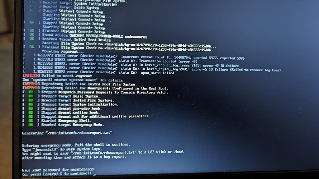 Black screen of doom after reboot. Failed to mount /sysroot - Kernel, boot, graphics & hardware ...