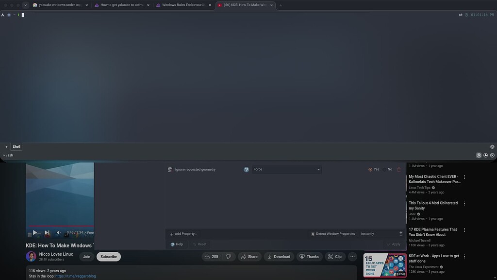 [SOLVED] Yakuake Window Not Opening at the Top in KDE Plasma - Applications - EndeavourOS