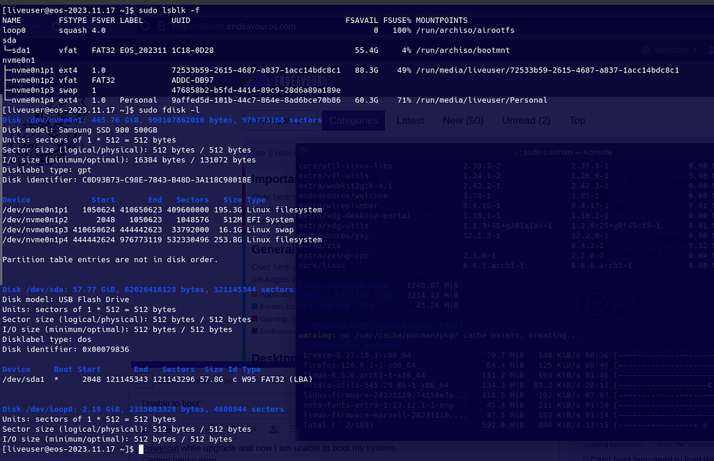 Unable to boot - Kernel, boot, graphics & hardware - EndeavourOS
