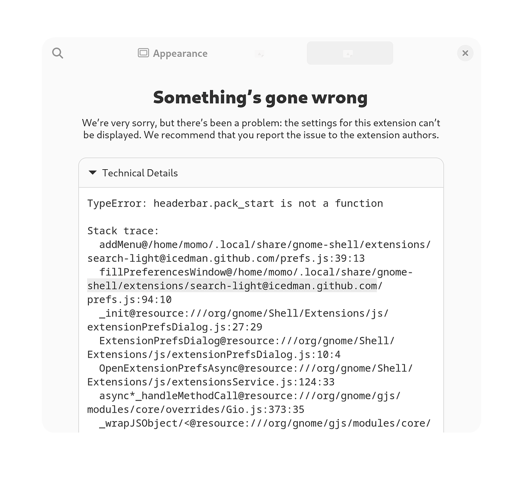 Unable To View Extensions Settings In The Latest Update Applications