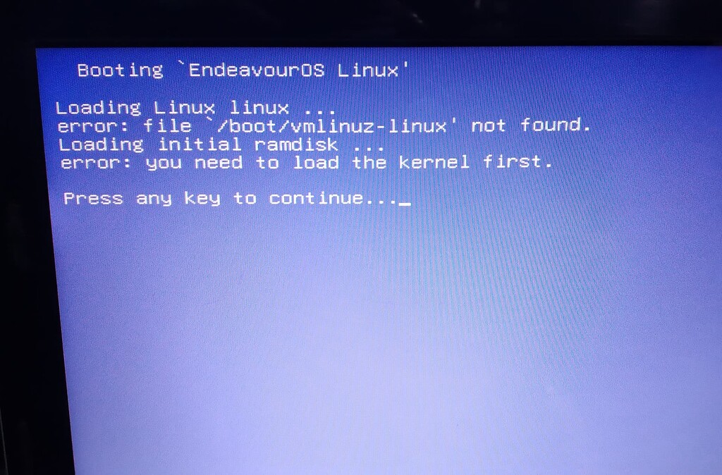 Problems Loading The Default Kernel Kernel Boot Graphics And Hardware Endeavouros