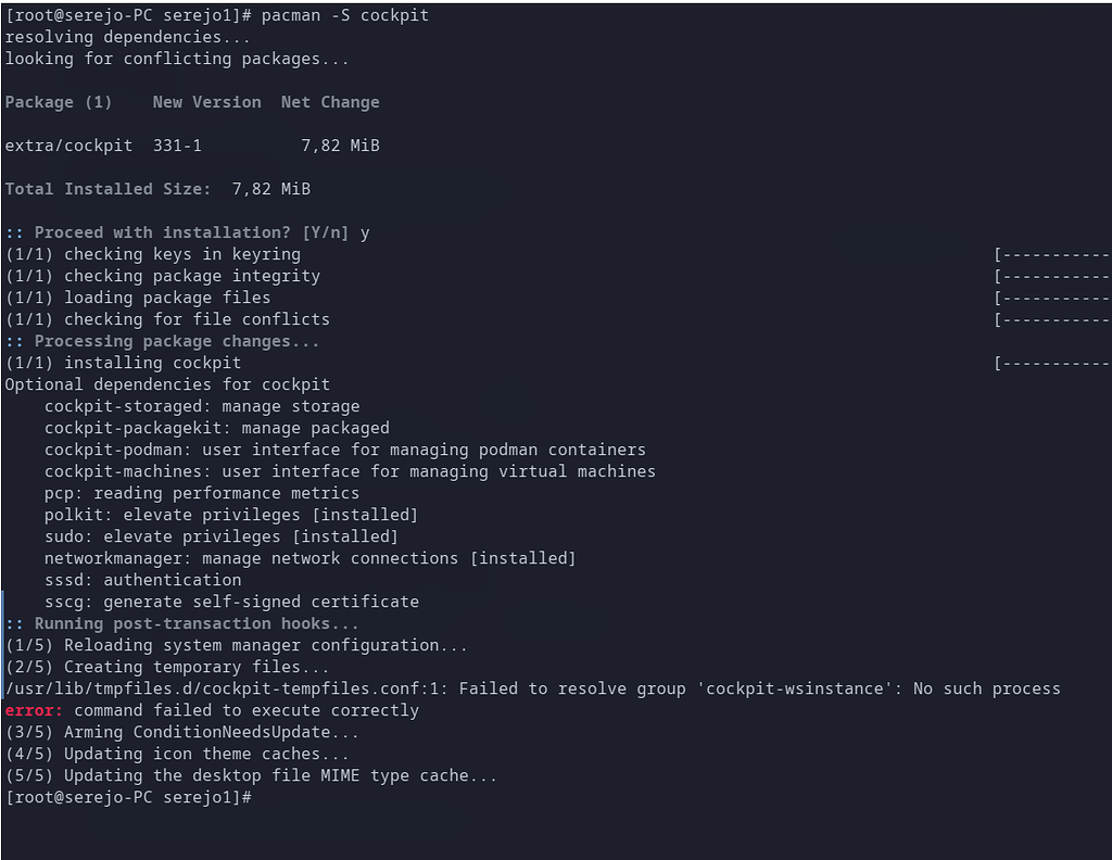 Cockpit dont install - Applications - EndeavourOS