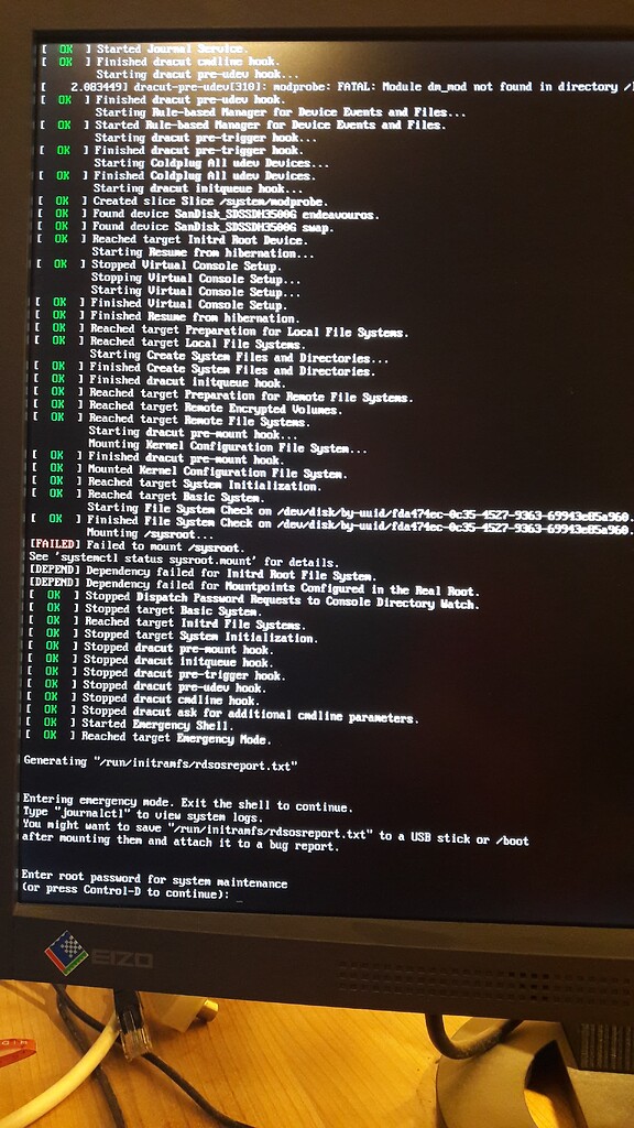 Failed to mount /sysroot during boot - Kernel, boot, graphics & hardware - EndeavourOS