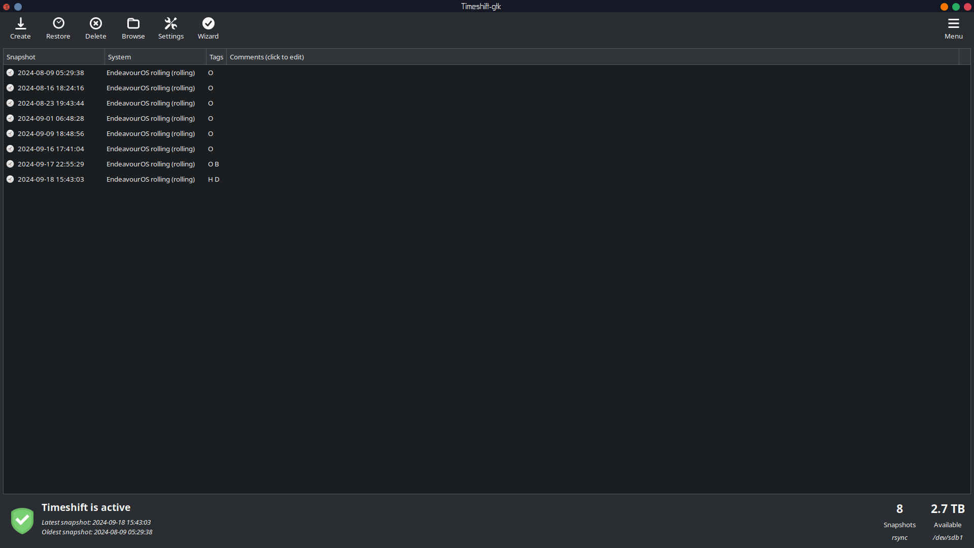 Timeshift isn't autostarting or making scheduled snapshots - Plasma - EndeavourOS