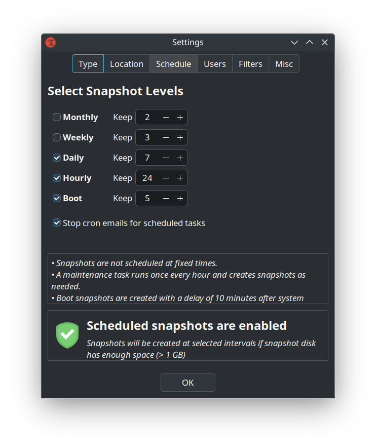 TimeShift Not Taking Scheduled Snapshots - Newbie - EndeavourOS