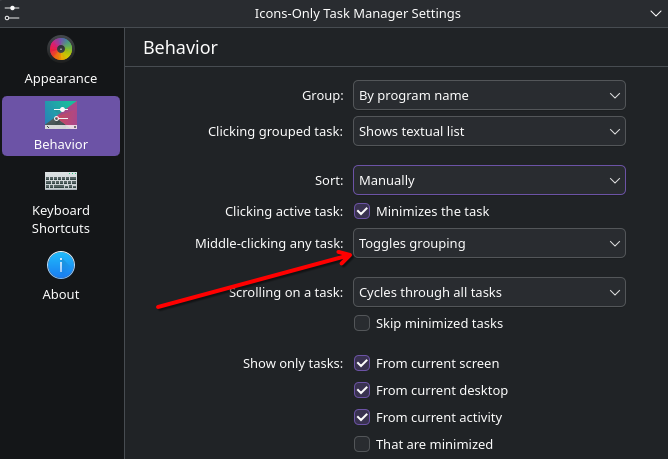 Scrolling horizontally for stacked windows in taskbar - Plasma ...
