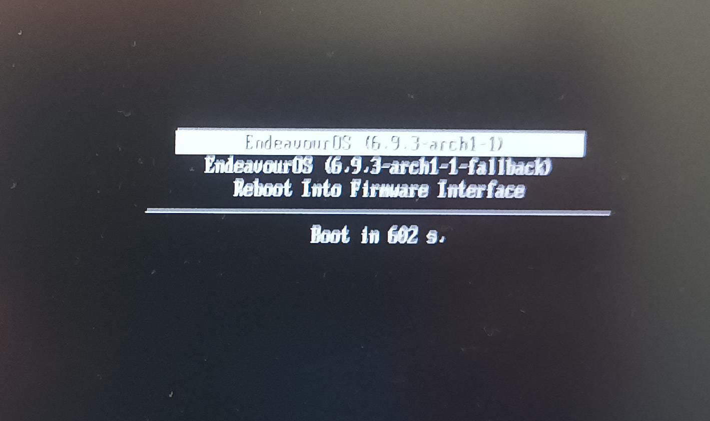 My os menu selection timeout is 600s - Kernel, boot, graphics & hardware - EndeavourOS