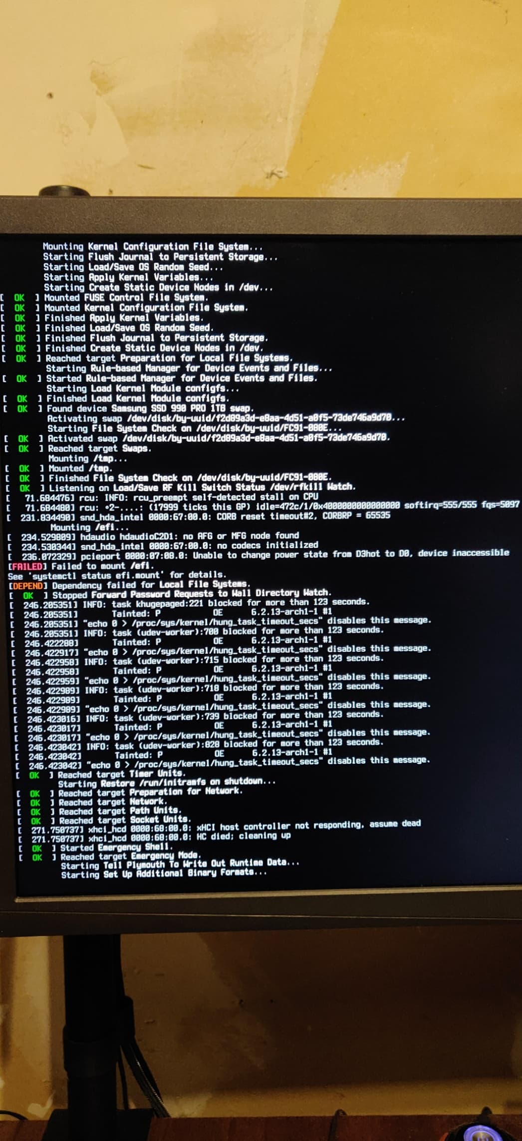 Unable to boot after installing new sound card AE-7 - Kernel, boot, graphics & hardware ...