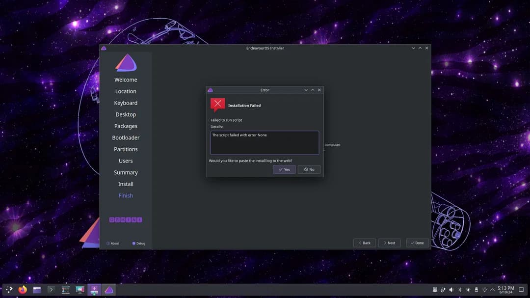 The Script Failed With Error None Endeavouros Installation Endeavouros