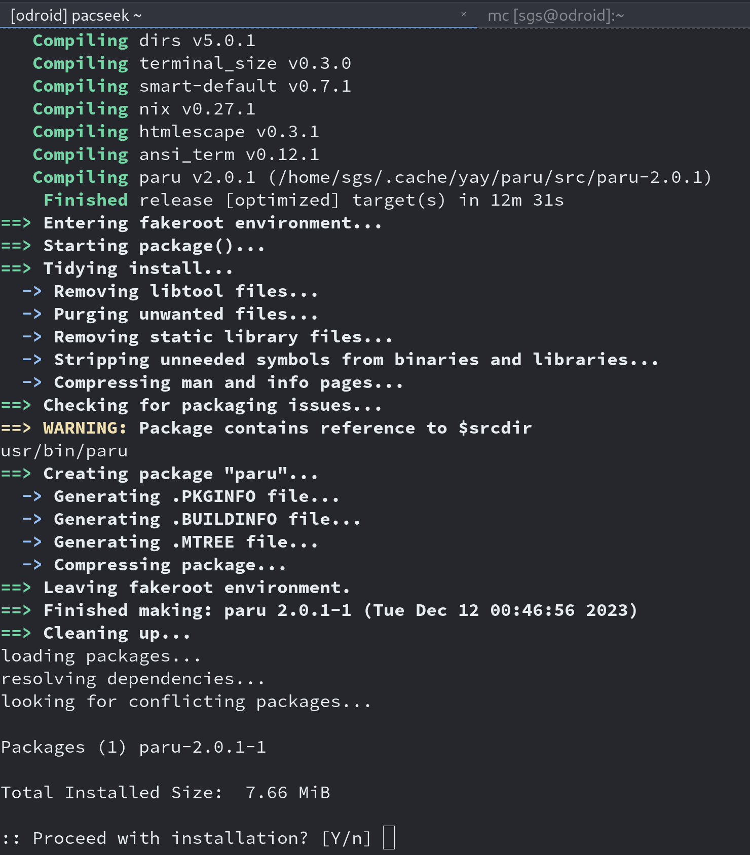 Pacseek - A terminal user interface for searching and installing Arch ...