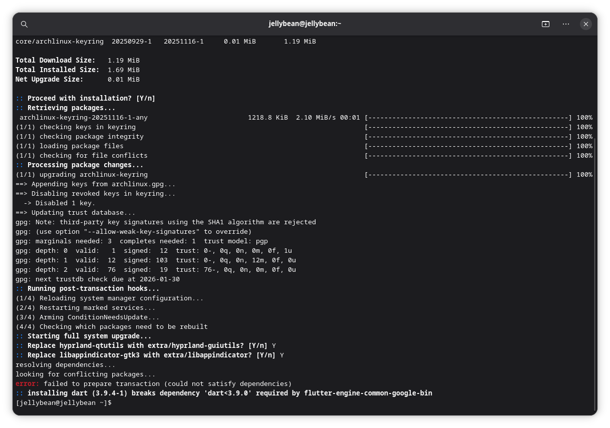 Cannot update my system at all because of this Error - Pacman & AUR ...