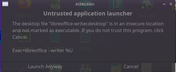 Untrusted application launcher - Newbie - EndeavourOS