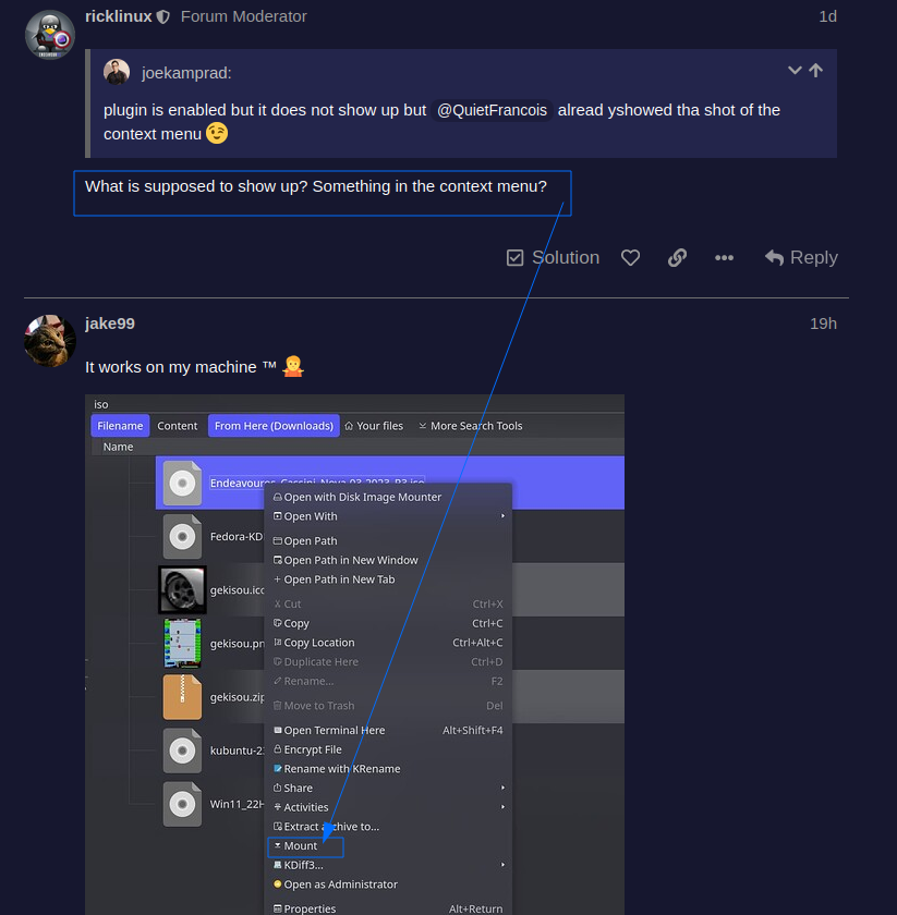 KDE dolphin context menu // plugins do not work anymore? - Plasma - EndeavourOS